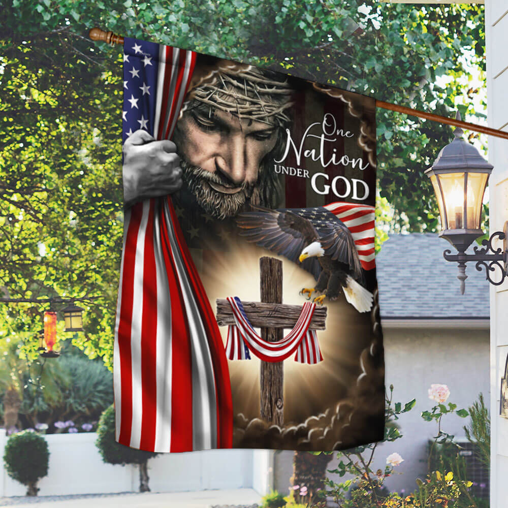 One Nation Under God. Christian Cross American Flag THB3614F – customidiy