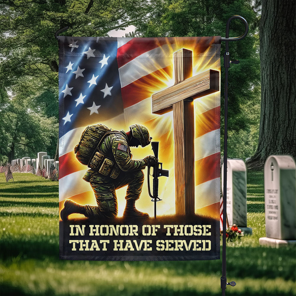 Veteran Flag Kneeling Soldier Cross American Flag MLN3987F – customidiy